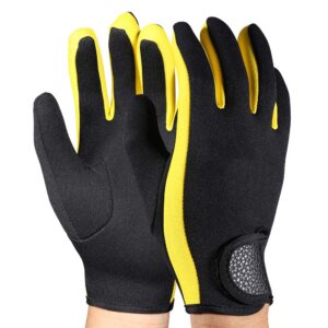 diving gloves neoprene wetsuits five finger gloves non skid flexible thermal material for snorkeling swimming surfing sailing kayaking diving (s yellow)