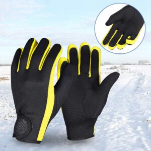 Diving Gloves Neoprene Wetsuits Five Finger Gloves Non Skid Flexible Thermal Material for Snorkeling Swimming Surfing Sailing Kayaking Diving (S Yellow)