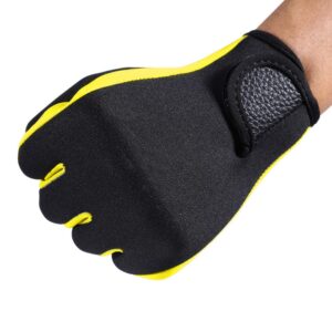 Diving Gloves Neoprene Wetsuits Five Finger Gloves Non Skid Flexible Thermal Material for Snorkeling Swimming Surfing Sailing Kayaking Diving (S Yellow)