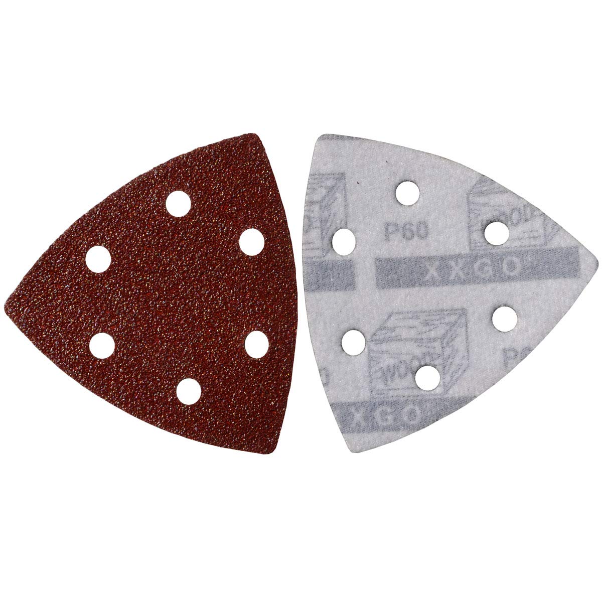 XXGO 3-1/2 Inch 90mm Triangular 60/80 /100/120 /240 Grits Hook & Loop Multitool Sandpaper Contains 20 of Each Fit 3.5 Inch Triangular Oscillating Multi Tool Sanding Pads Pack of 100 XG9010