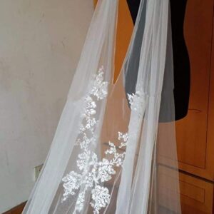 Wedding Capes Lace Bridal Veils Appliques Bridal Wraps Cathedral Length Wedding Cloak (4 meters, white)