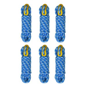 geertop 6 pack 5 mm outdoor guy lines tent cords lightweight camping rope with aluminum guylines adjuster tensioner for camp tent tarp, canopy shelter, hiking, backpacking blue