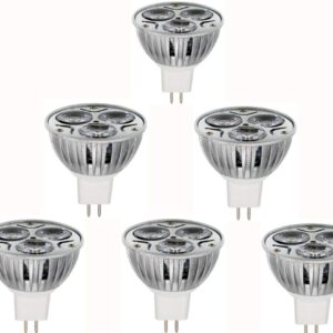 K JINGKELAI MR16 LED Bulbs 3W 12V Cool White 6000K Bulbs GU5.3 Base 35W Halogen Equivalent Not Dimmable 60 Degree Beam Angle LED Spotlight Bulbs for Landscape Recessed Lighting, 6 Pack