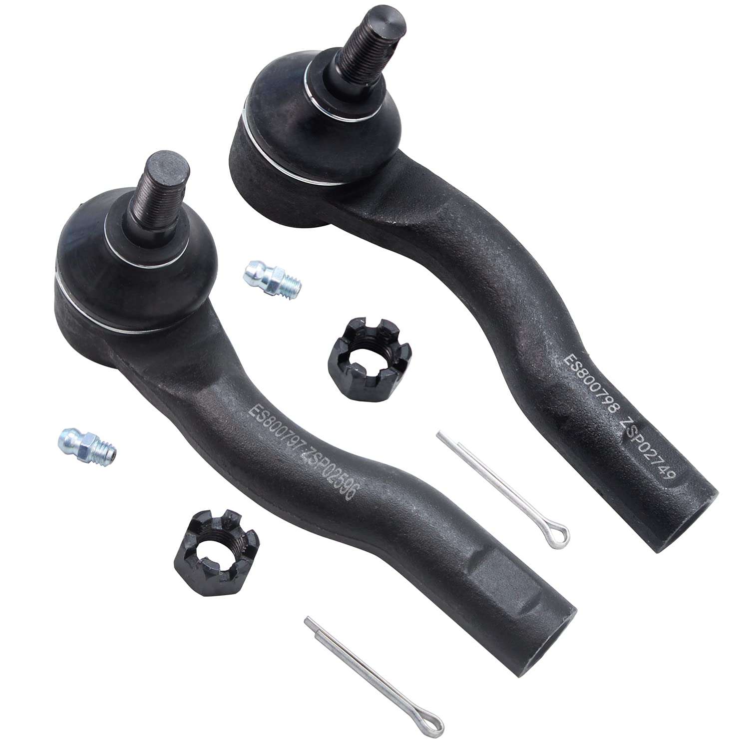 Detroit Axle - 2 Front Outer Tie Rods for 2010-2012 [2.5L 3.0L] Ford Fusion, 2010-2011 Mercury Milan, 2011-2012 [Hybrid] Lincoln MKZ, Steering Outer Tie Rod Ends Replacement