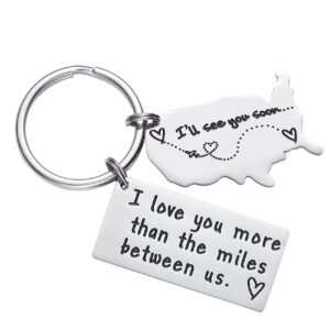 lparkin miss you gifts for women men her i love you more than the miles between us long distance relationship boyfriend girlfriend just because gifts for women state keychain