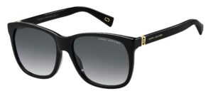 marc jacobs women's marc 337/s square sunglasses, black/gray shaded, 57mm, 17mm