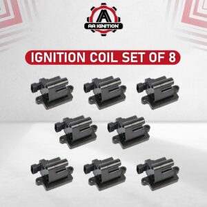 Ignition Coil Pack Set of 8 - Replaces 12558693, GN10298, C1208, D581 - Compatible with Cadillac, Chevy & GMC - Escalade, Silverado, Avalanche, Express 3500, Suburban, Tahoe, Sierra, Savana, Yukon