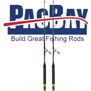 Xcaliber Marine Pair (2) Tournament Series 15-30lb Saltwater Trolling Rod w/Pac Bay Guides (Blue & Silver)