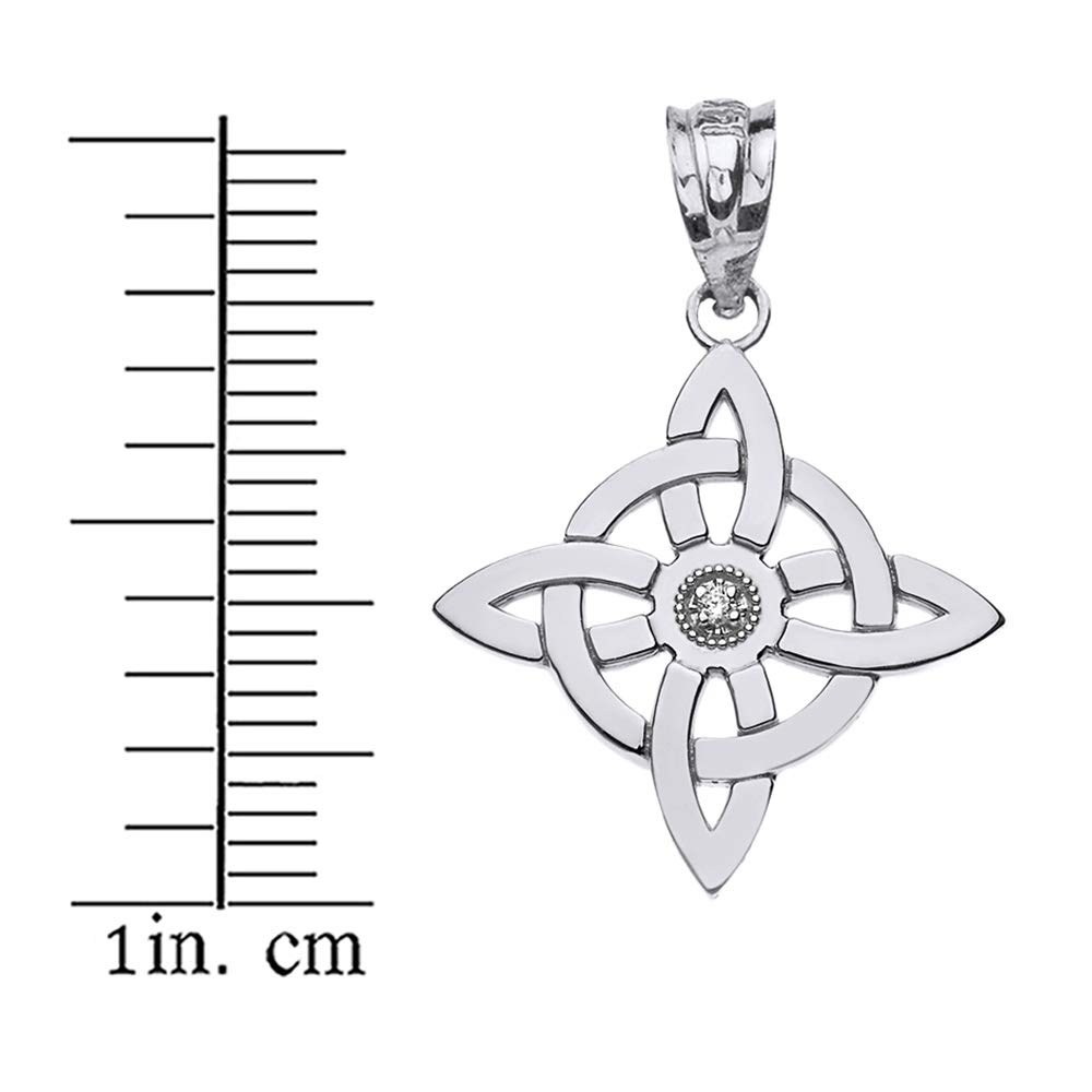 Sterling Silver Witch's Knot Pagan Wiccan Symbol CZ Pendant Necklace, 18"