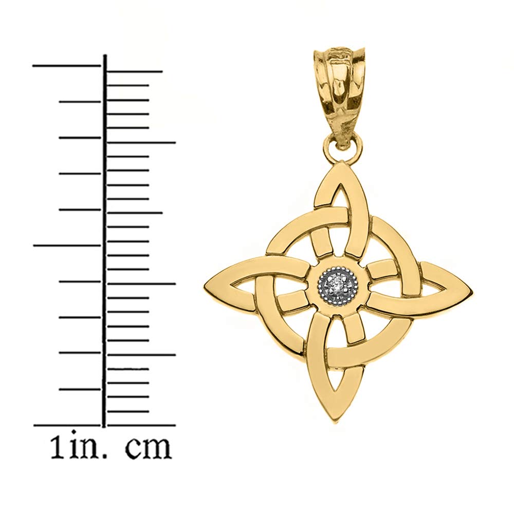 14k Gold Solitaire Diamond Wiccan Witch's Knot Pagan Symbol Pendant