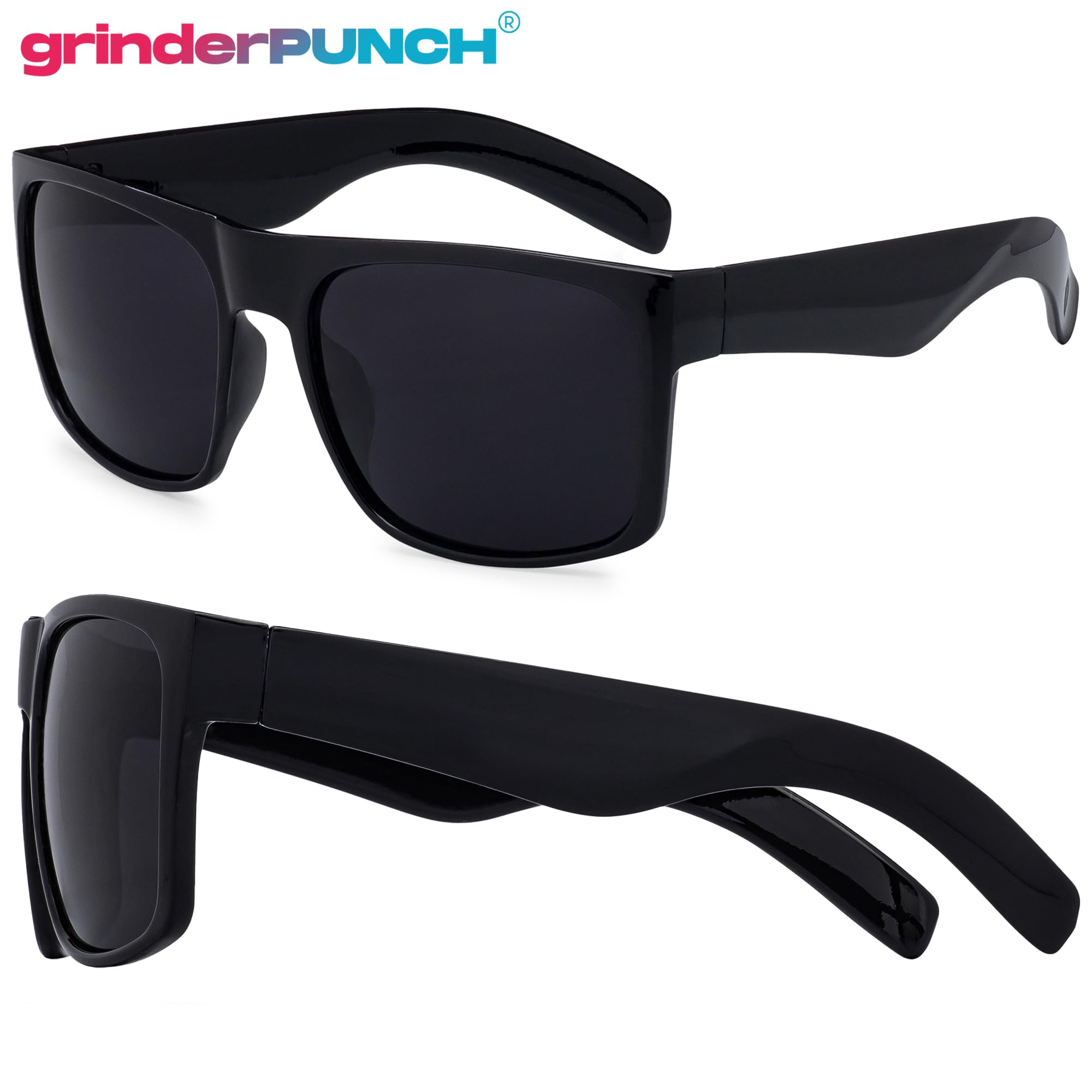 grinderPUNCH 2 Pack XL Polarized Big Wide Frame Large Head Fit Sunglasses for Sports Driving Fishing Glasses