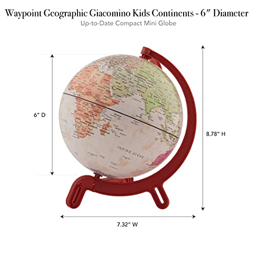 Waypoint Geographic Giacomino Globe, 6” Diameter World Globe Featuring the Earth Continents, Up-to-Date Mini Globe for Kids, Learning Tool for Home and Classroom, Antique