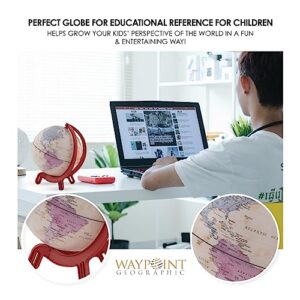 Waypoint Geographic Giacomino Globe, 6” Diameter World Globe Featuring the Earth Continents, Up-to-Date Mini Globe for Kids, Learning Tool for Home and Classroom, Antique