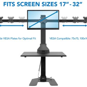 Mount-It! Triple Monitor Electric Standing Desk Converter - 3 Screens Stand Up Desk Riser - Height Adjustable Desktop & 3 Mounts for Screens up to 32", Sit-Stand Convertor for Home, Office, School