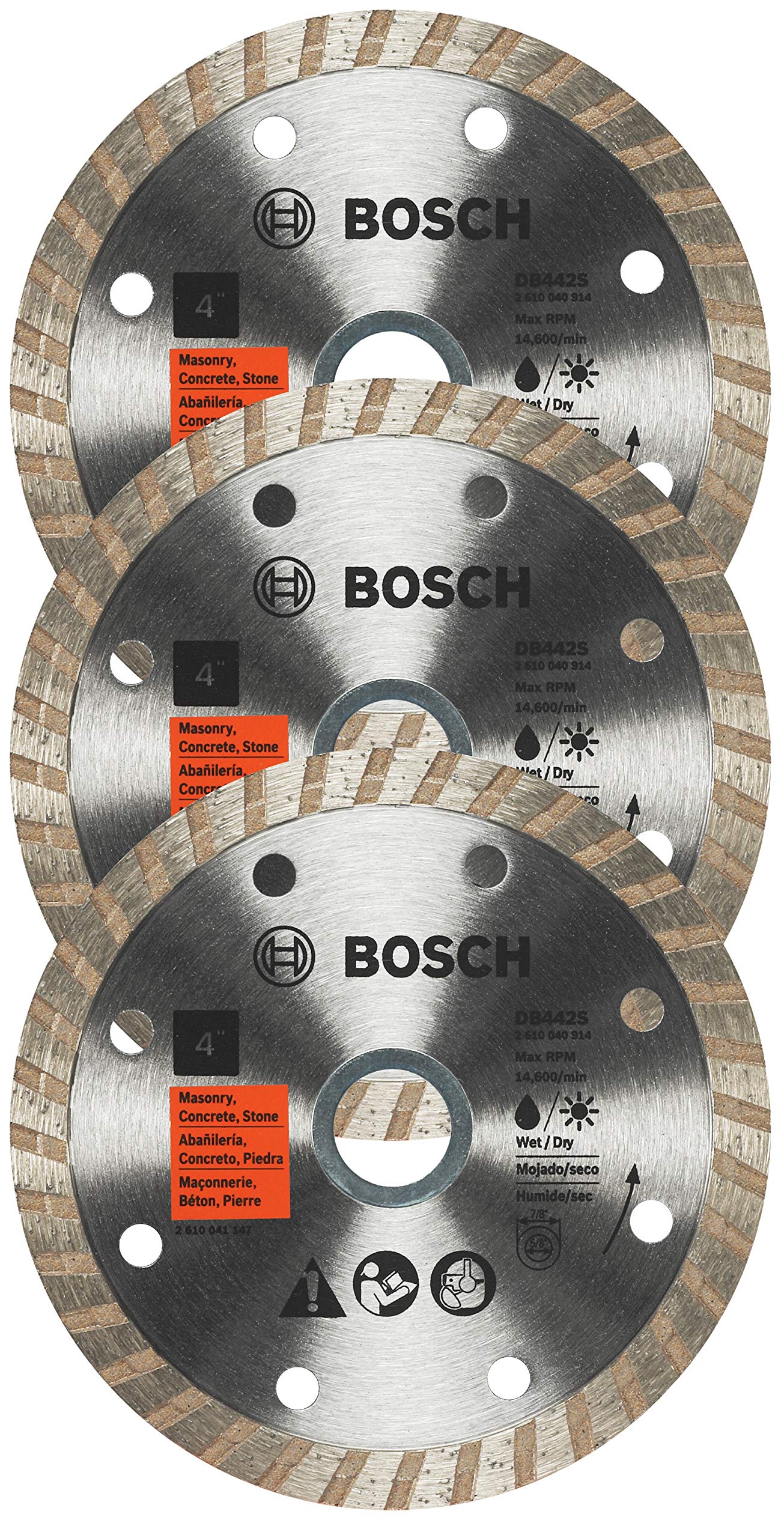 Bosch DB442SB3 3 pc. 4 In. Standard Turbo Rim Diamond Blades for Smooth Cuts