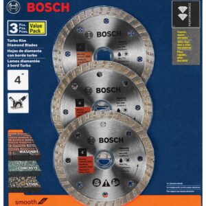 Bosch DB442SB3 3 pc. 4 In. Standard Turbo Rim Diamond Blades for Smooth Cuts