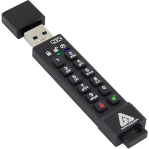 apricorn apricon aegis secure key 3nx: software-free 256-bit aes xts encrypted usb 3.1 flash key with fips 140-2 level 3 validation, onboard keypad, and up to 25% cooler operating temperatures.