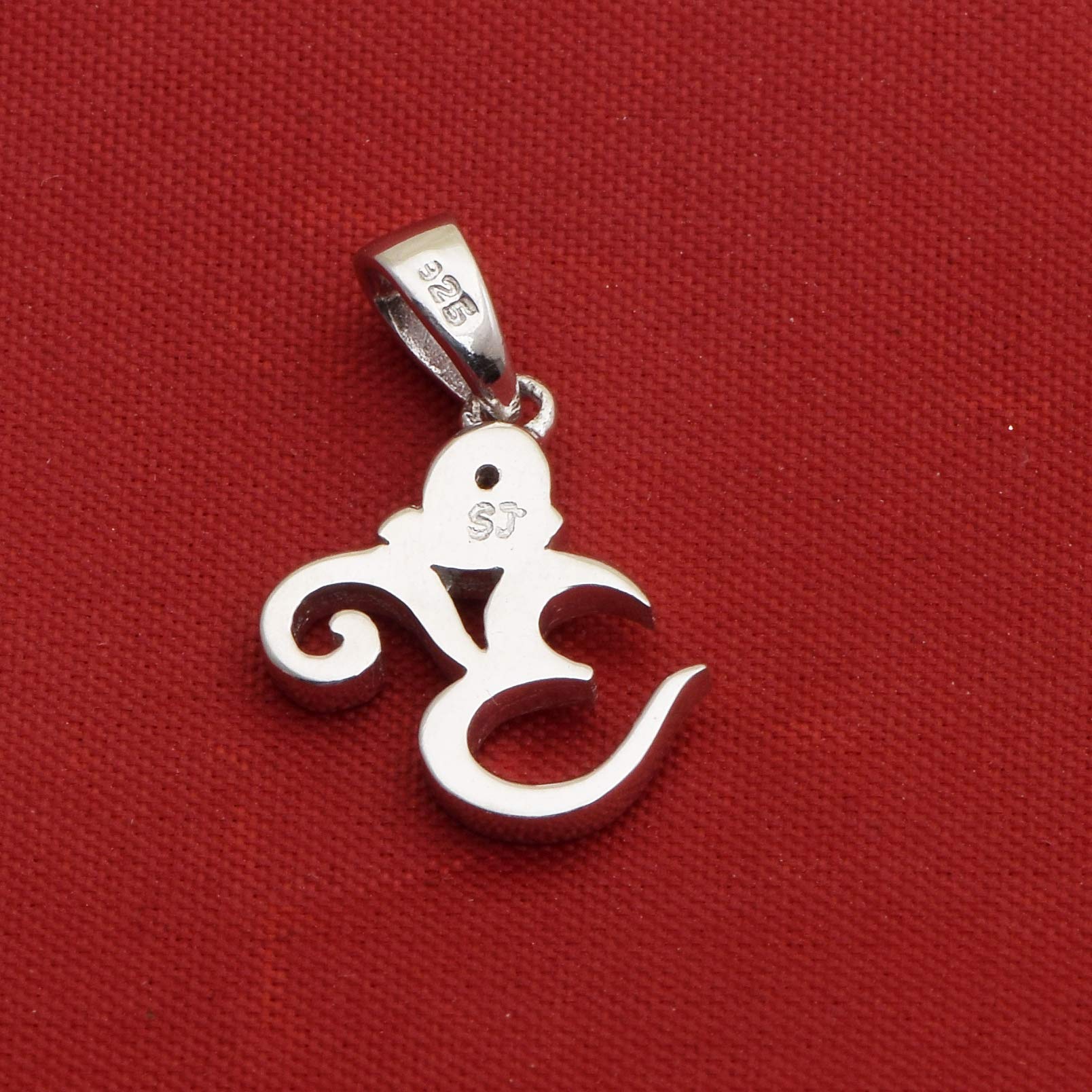 Shine Jewel Aum Ohm Om Pendant With Cubic Zirconia On Bindu 925 Sterling Silver