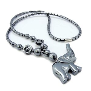 lzd hematite necklace unisex bead black elephant screw clasp x67