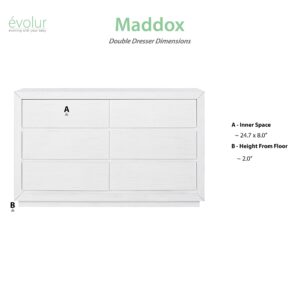 Evolur Maddox Double Dresser, Weathered White