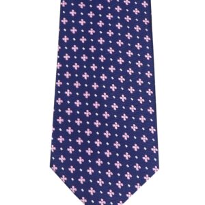 Elfeves Men's Navy Blue Pink Floral Wholesale Groomsman Silk Ties Wedding Casual Necktie