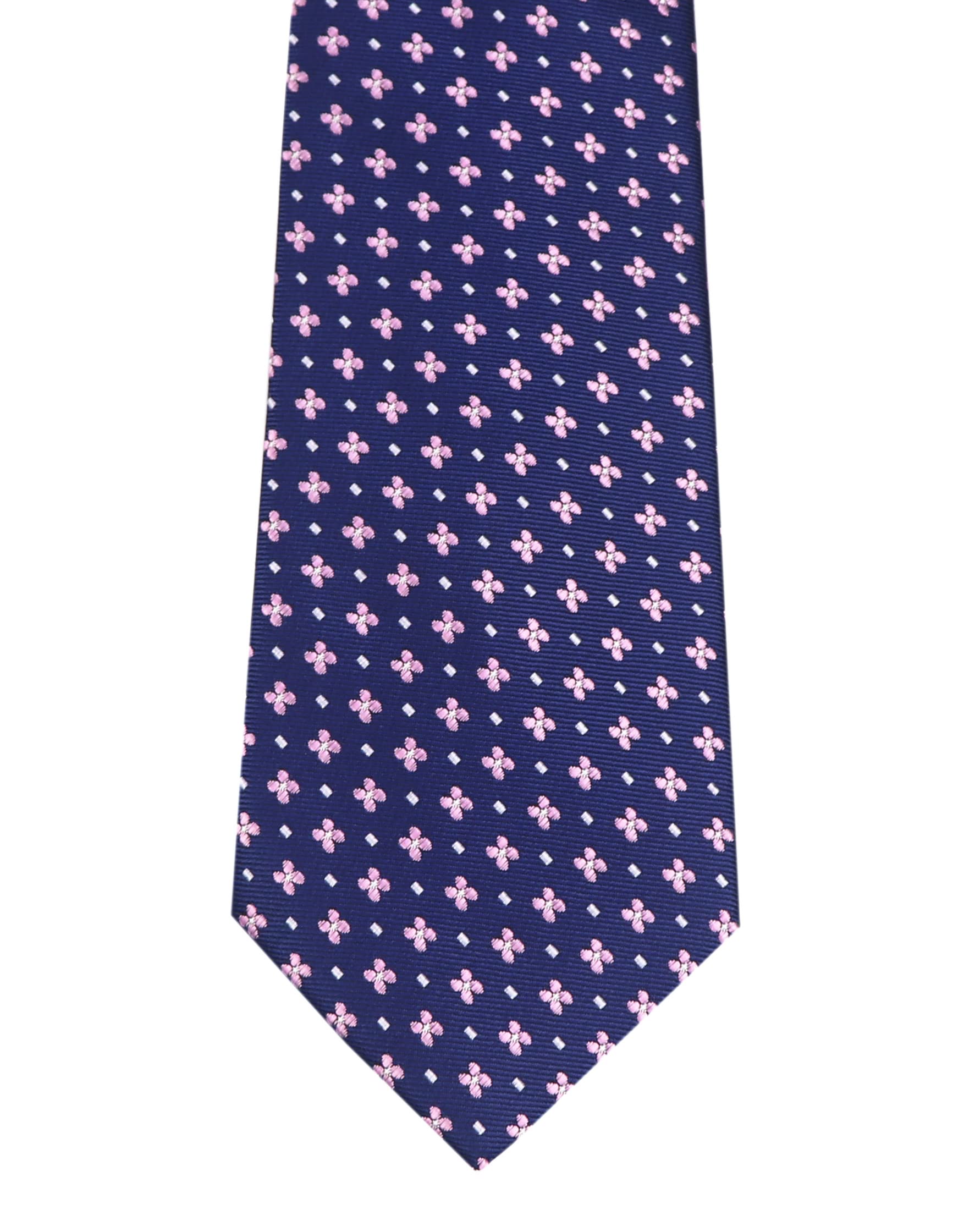 Elfeves Men's Navy Blue Pink Floral Wholesale Groomsman Silk Ties Wedding Casual Necktie