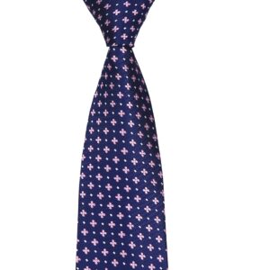 Elfeves Men's Navy Blue Pink Floral Wholesale Groomsman Silk Ties Wedding Casual Necktie