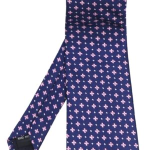 Elfeves Men's Navy Blue Pink Floral Wholesale Groomsman Silk Ties Wedding Casual Necktie