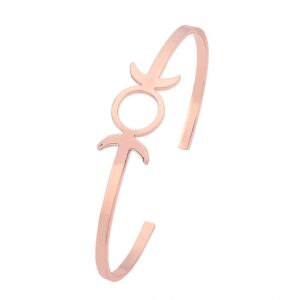 manzhen copper moon phase bangle goddess symbol open hook bangle bracelet jewelry (rose gold)