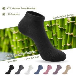 Women Ankle Soft Ultra Thin Mesh Beathable Viscose Bamboo Anti Odor Summer Cool Socks Low Cut Sock 5 Pairs,4-8/9-11 (Black, Medium)