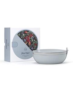 w&p porter ceramic bowl lunch container w/ protective non-slip exterior, slate 1 liter | lid & snap-tight silicone strap | food storage, bento box, meal prep | bpa-free ceramic