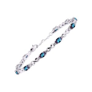 Rylos Stunning Simulated Alexandrite/Mystic Topaz & Diamond XOXO Hugs & Kisses Tennis Bracelet Set in Sterling Silver - Adjustable to fit 7" - 8" Wrist