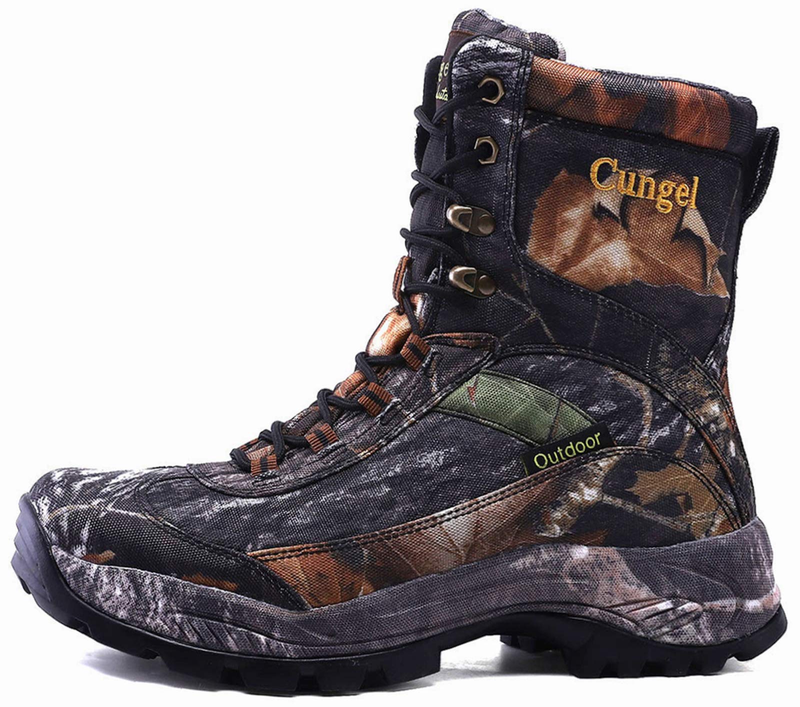 cungel Men's Hunting Boot 8-INCH Camouflage Timber Waterproof Hunter Shoes Forest Boots Jungle Anti-Slip Lightweight Breathable Durable Fishing Hiking Working Field Hunting(black camo,7.5)