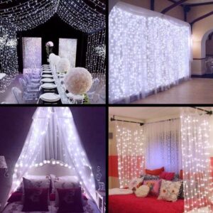 Twinkle Star 600 LED Window Curtain String Light Wedding Party Home Garden Bedroom Outdoor Indoor Wall (White)