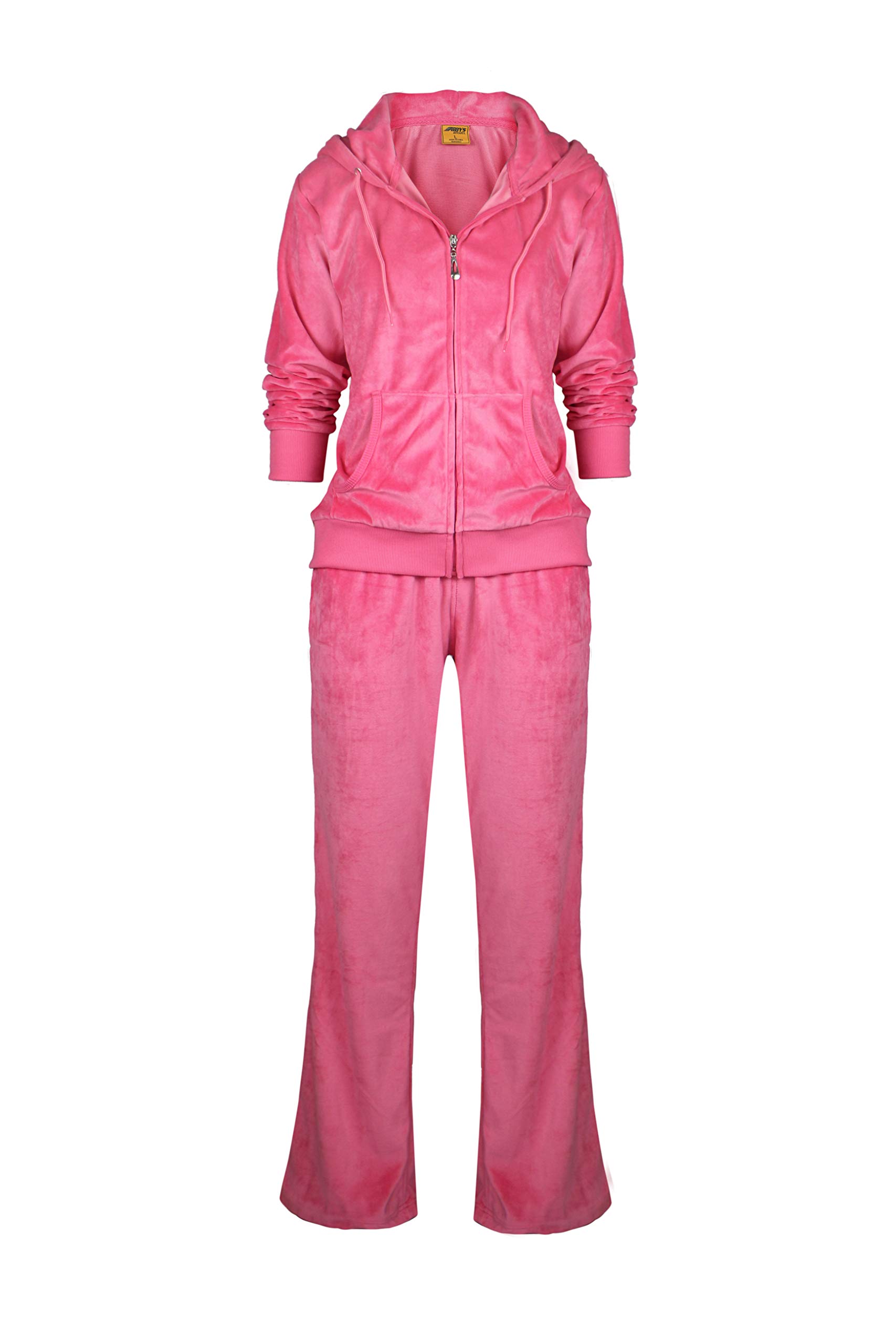 Yasumond Womens Velour Tracksuit Set Soft Sports Zip Up Hoodie and Sweat Pants 2 Pieces Sweatsuits (Coral, M)