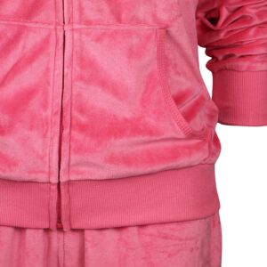 Yasumond Womens Velour Tracksuit Set Soft Sports Zip Up Hoodie and Sweat Pants 2 Pieces Sweatsuits (Coral, M)