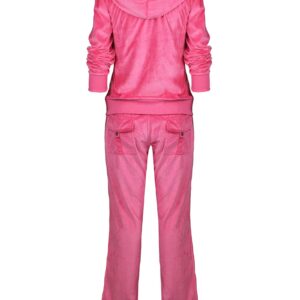 Yasumond Womens Velour Tracksuit Set Soft Sports Zip Up Hoodie and Sweat Pants 2 Pieces Sweatsuits (Coral, M)