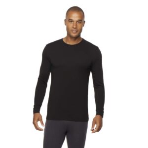 mens heat plus crew neck baselayer top, black, xlarge