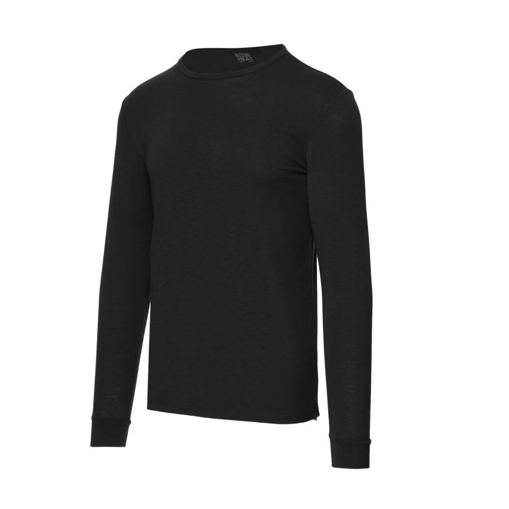 Mens Heat Plus Crew Neck Baselayer Top, Black, XLarge