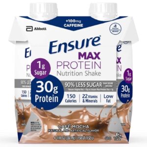 ensure max protein nutrition shake, cafe mocha, 4 little cartons (pack of 2)