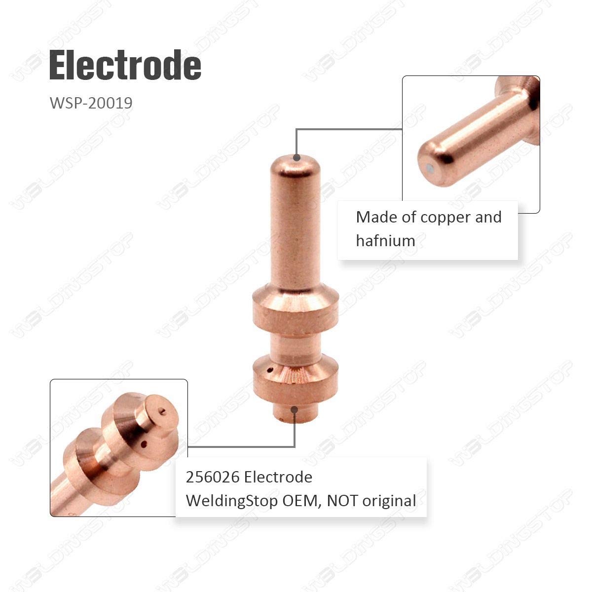 WeldingStop Electrode 256026 Tip 249929 for Miller Spectrum 875 Auto-Line Cutter XT60 Torch 60A PK-20