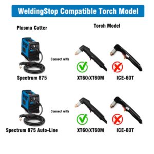 WeldingStop Electrode 256026 Tip 249929 for Miller Spectrum 875 Auto-Line Cutter XT60 Torch 60A PK-20