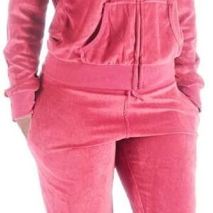 Facitisu Tracksuit for Women Set 2 Piece Joggers Velour Jogging Sweat Outfits Hoodie and Sweatpants Set XL, Coral