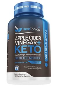 herbtonics apple cider vinegar capsules plus keto bhb | fat burner & weight loss supplement for women & men | appetite suppressant