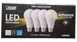 feit electric led 100 w dimmable replacement bright white netcount, 4 count (pack of 1)