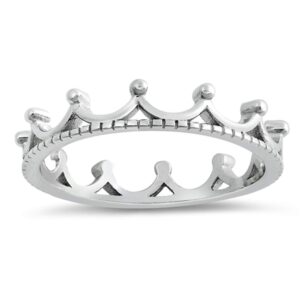 oxidized crown tiara royal queen ring new .925 sterling silver band size 8