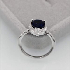 Uloveido Unique Sterling Silver Solitaire Rings, Pear Shape Navy Blue Cubic Zirocnia Halo Rings, Fashion Women Wedding Engagement Jewelry (Blue, Size 7) JZ116