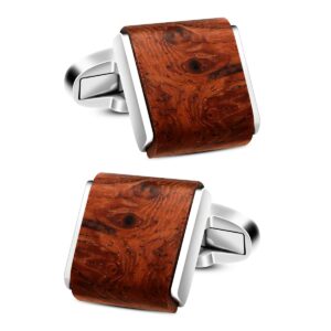 viilock mens natural handmade rosewood cufflinks handcrafted wooden square cuff links (bruma rosewood)