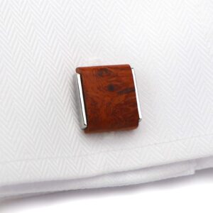 VIILOCK Mens Natural Handmade Rosewood Cufflinks Handcrafted Wooden Square Cuff Links (Bruma Rosewood)