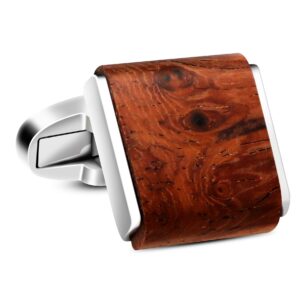 VIILOCK Mens Natural Handmade Rosewood Cufflinks Handcrafted Wooden Square Cuff Links (Bruma Rosewood)